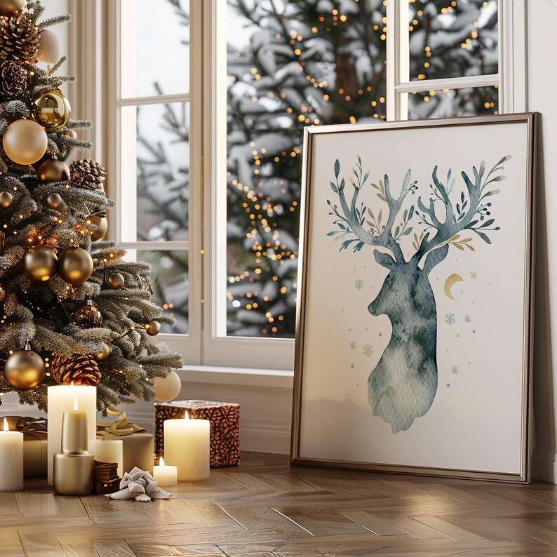 Stag Print, Christmas Picture, Christmas Poster, Christmas Prints ...