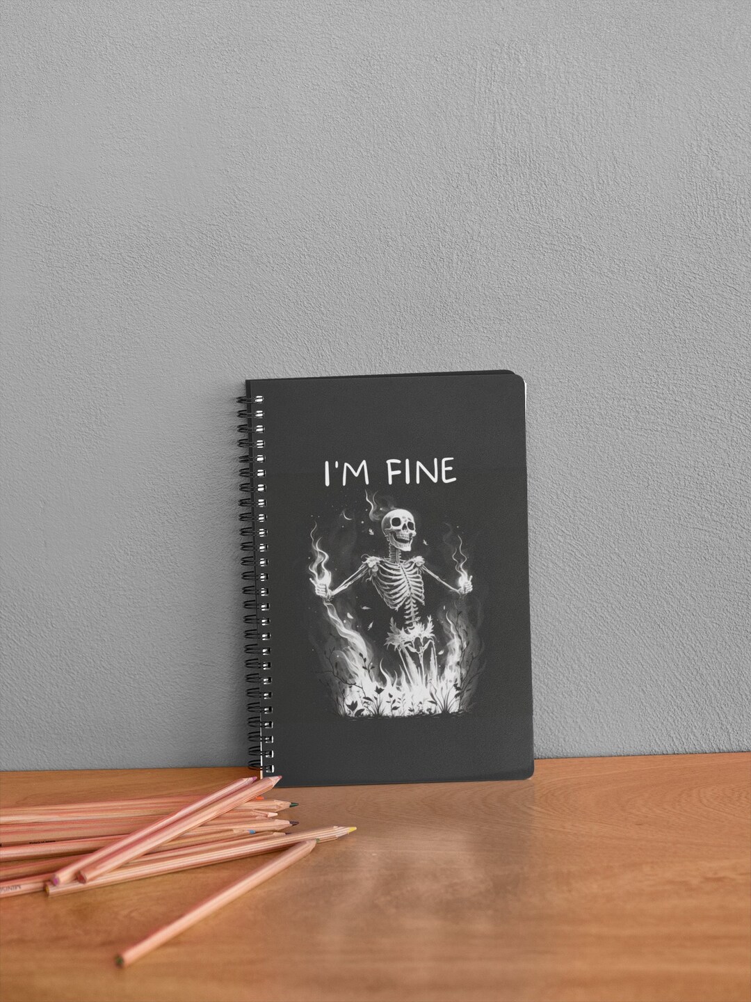 I'm Fine Spiral Notebook Dark Humor Notebook, Funny Notebook, Ruled ...