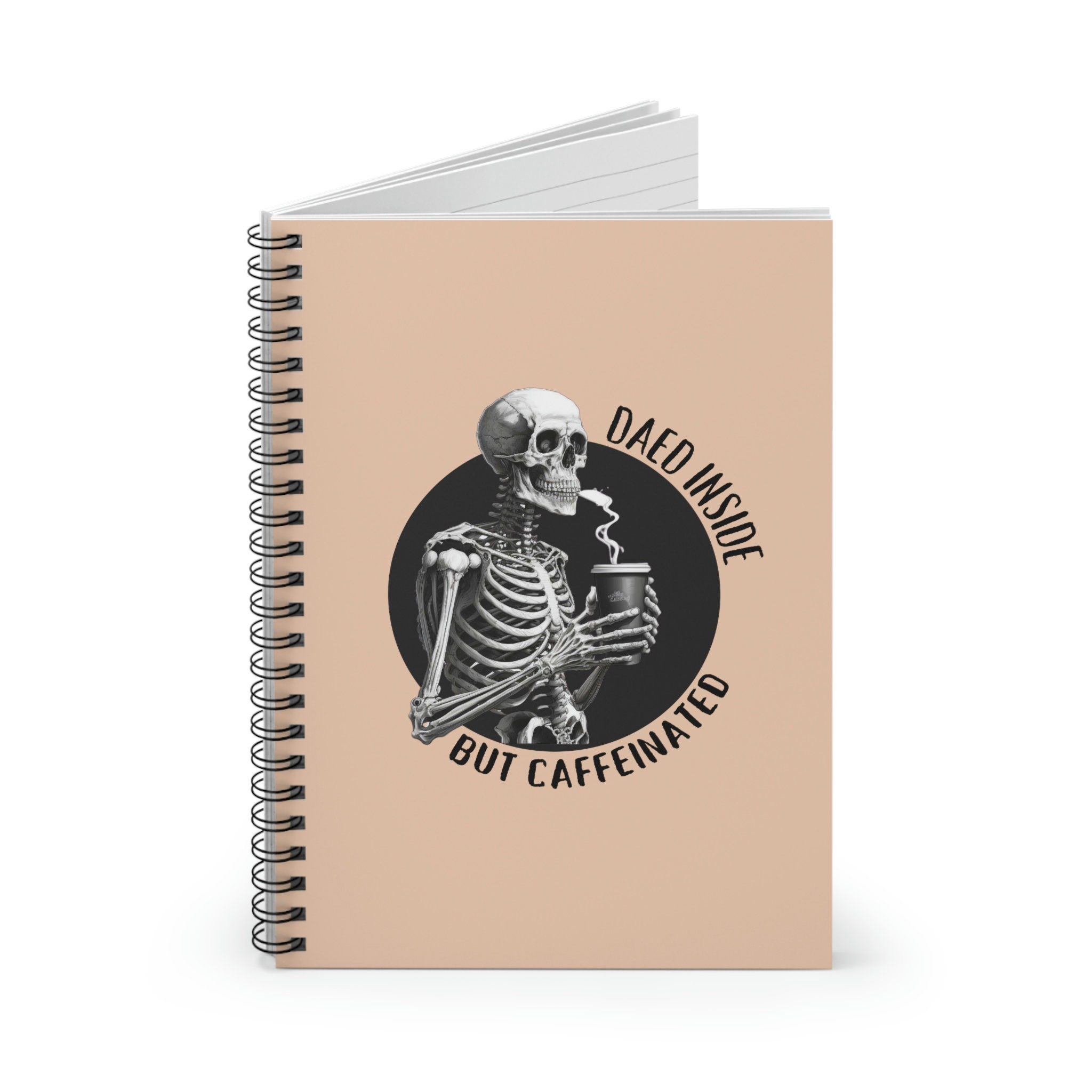 Dead Inside but Caffeinated Spiral Notebook Ruled Line - Etsy