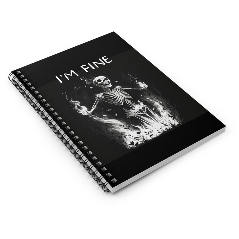 I'm Fine Spiral Notebook Dark Humor Notebook, Funny Notebook, Ruled ...