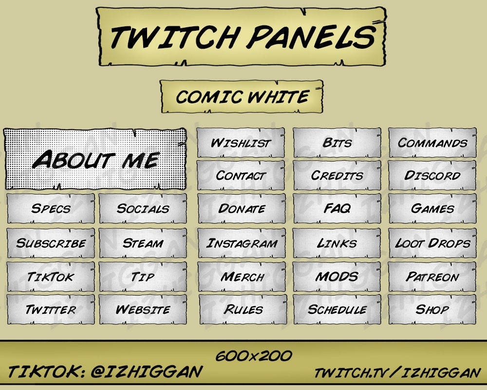 White Retro Comic Style Twitch Panel Pngtuber Vtuber - Etsy