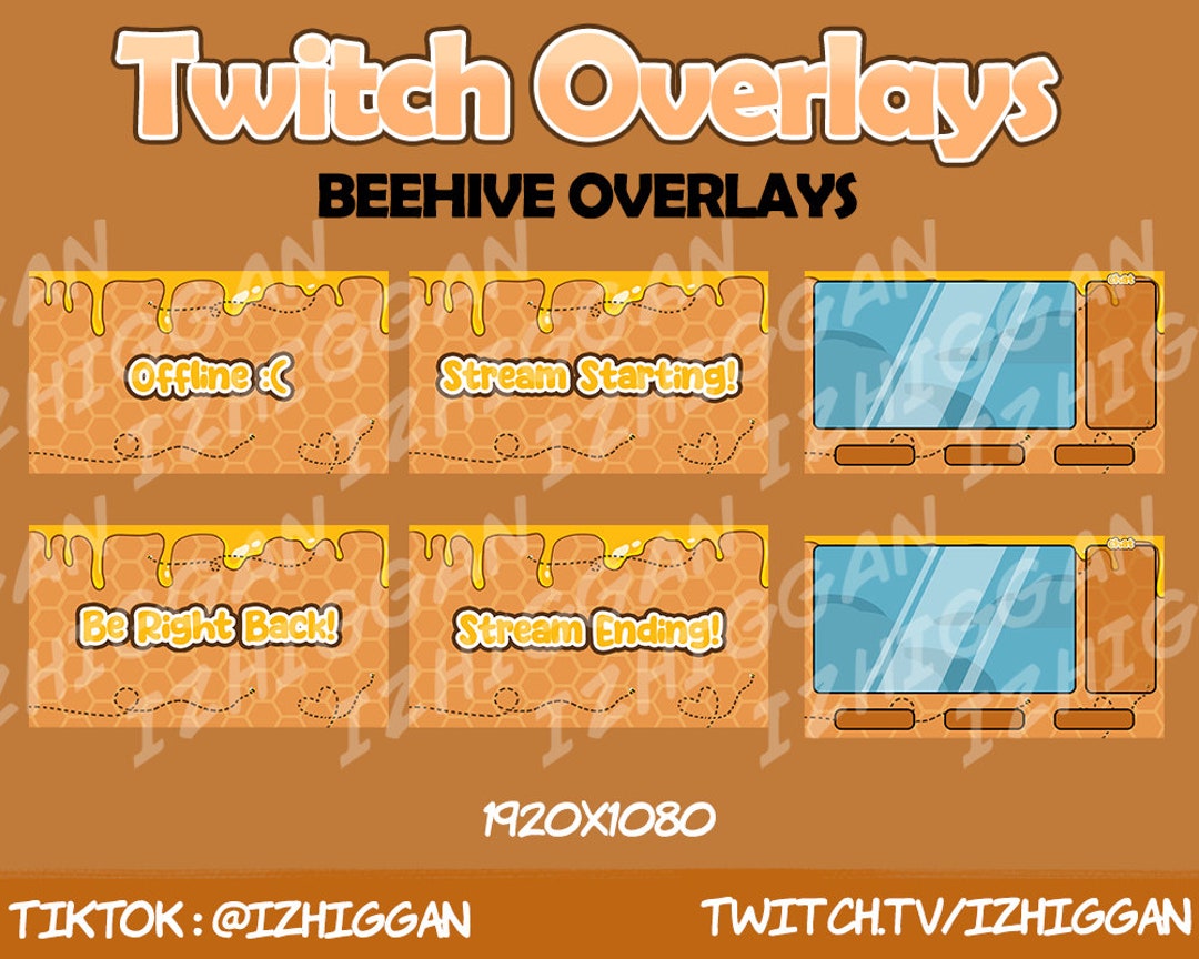 Cute Kawaii Bee Honey Honeycomb Beehive Static Overlay Twitch Streaming ...