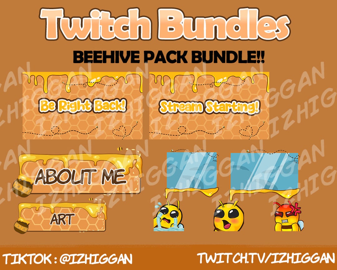 Cute Beehive and Honey Themed Twitch Bundles, Vtuber, Pngtuber, Twitch ...