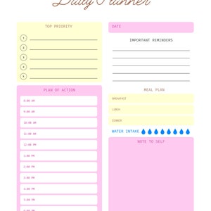 Daily Planner, Daily Schedule, Printable Download - Etsy
