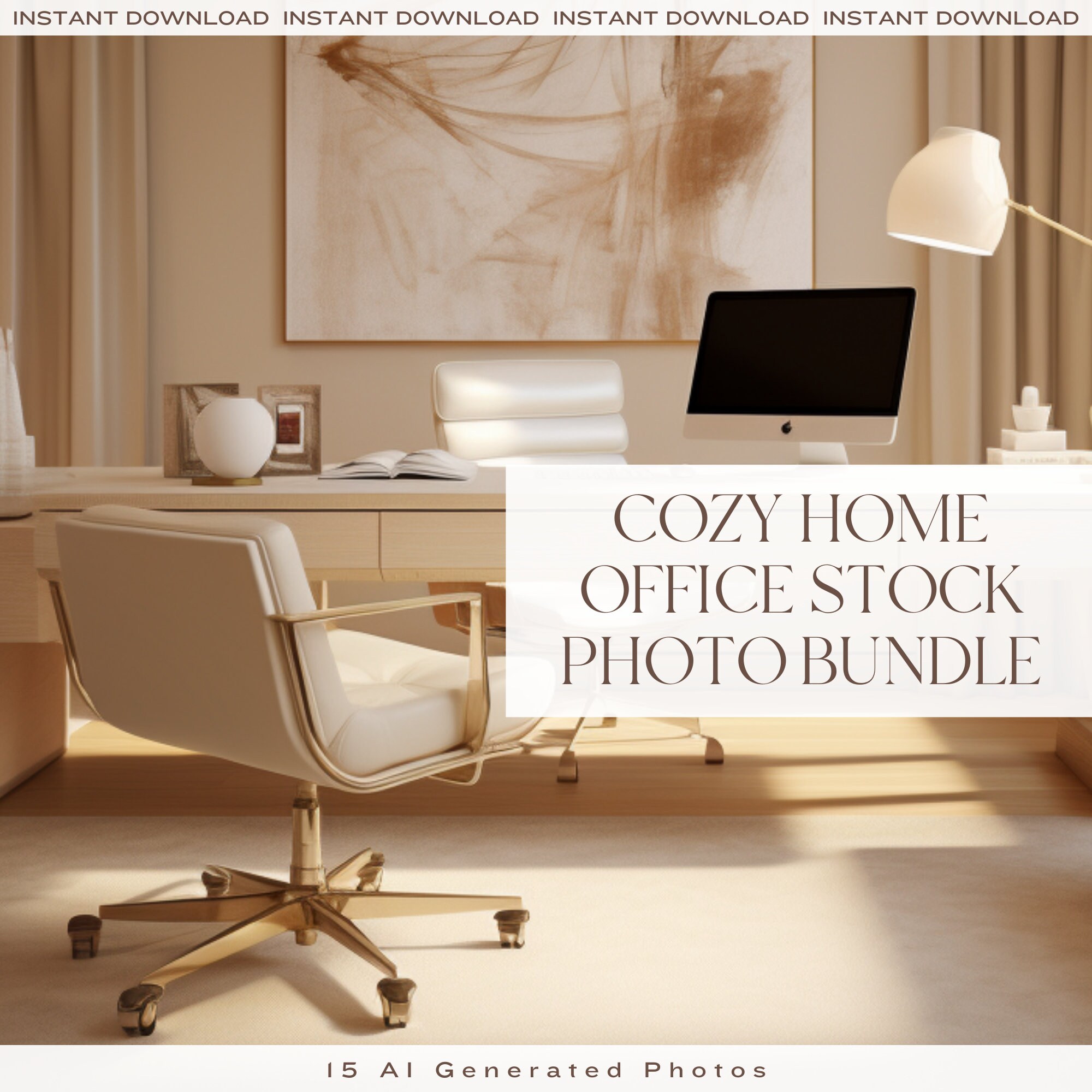Cozy Home Office Stock Photo Bundle, Work From Home Office Aesthetic ...