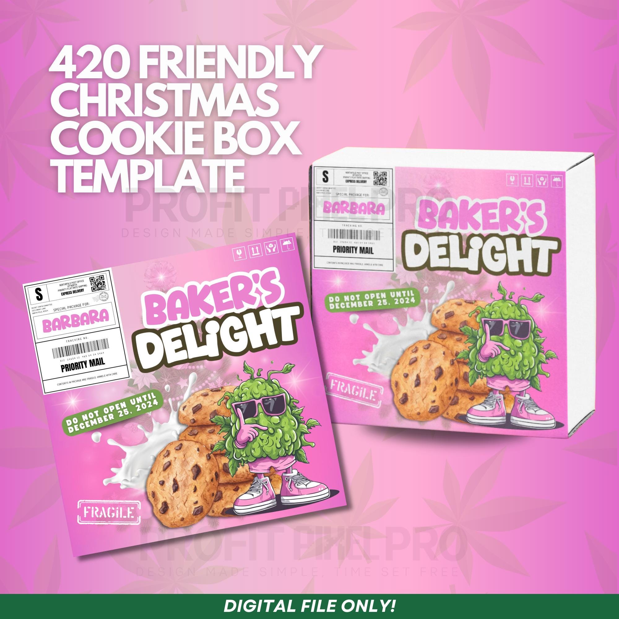 Christmas Cookie Box Template, 420 Friendly Gift, Personalized ...