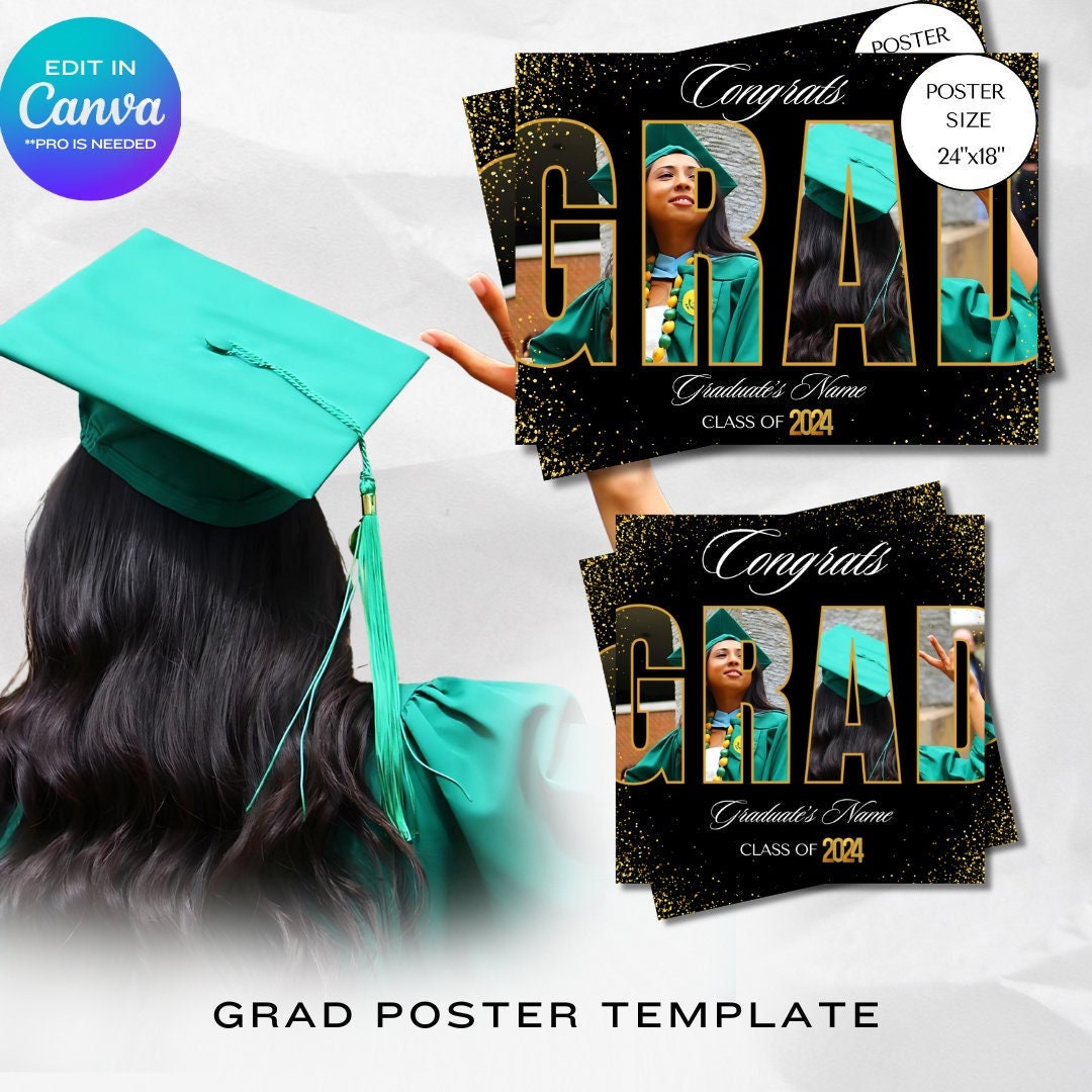 Grad Template PNG, Grad Templates Canva for Social Media, Grad Poster ...