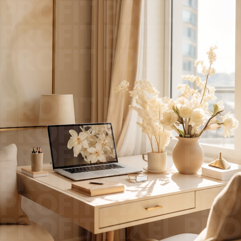 Cozy Home Office Stock Photo Bundle, Work From Home Office Aesthetic ...