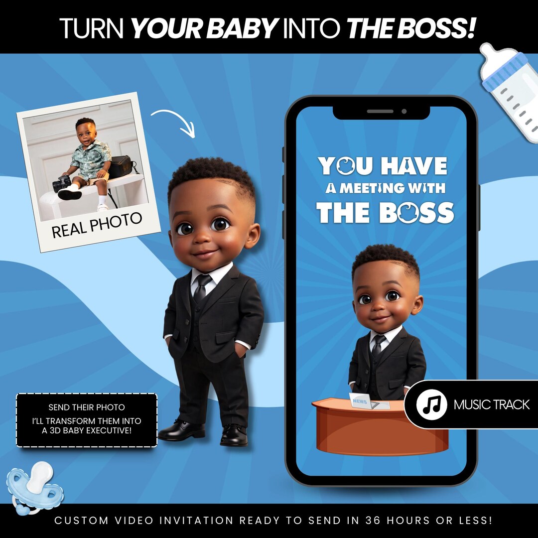 Custom Baby Boss Video Invitation, 3D Executive Birthday Invite ...