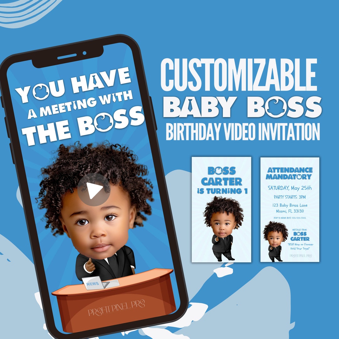 Baby Boss Birthday Boy Video Invitation, Customized Video Invite ...