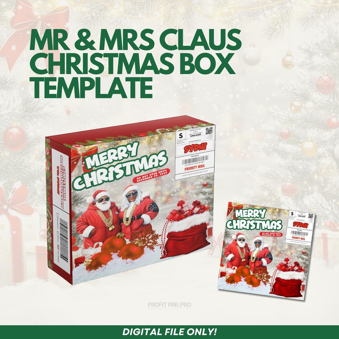Editable Christmas Box Template, Customizable Xmas Packaging (digital ...