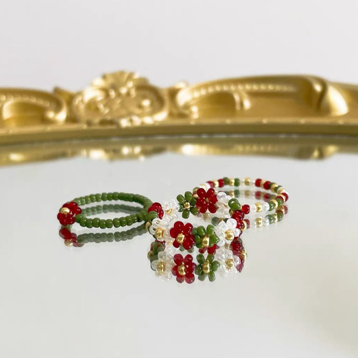 Christmas Ring Christmas Jewelry Holiday Ring Set Daisy - Etsy