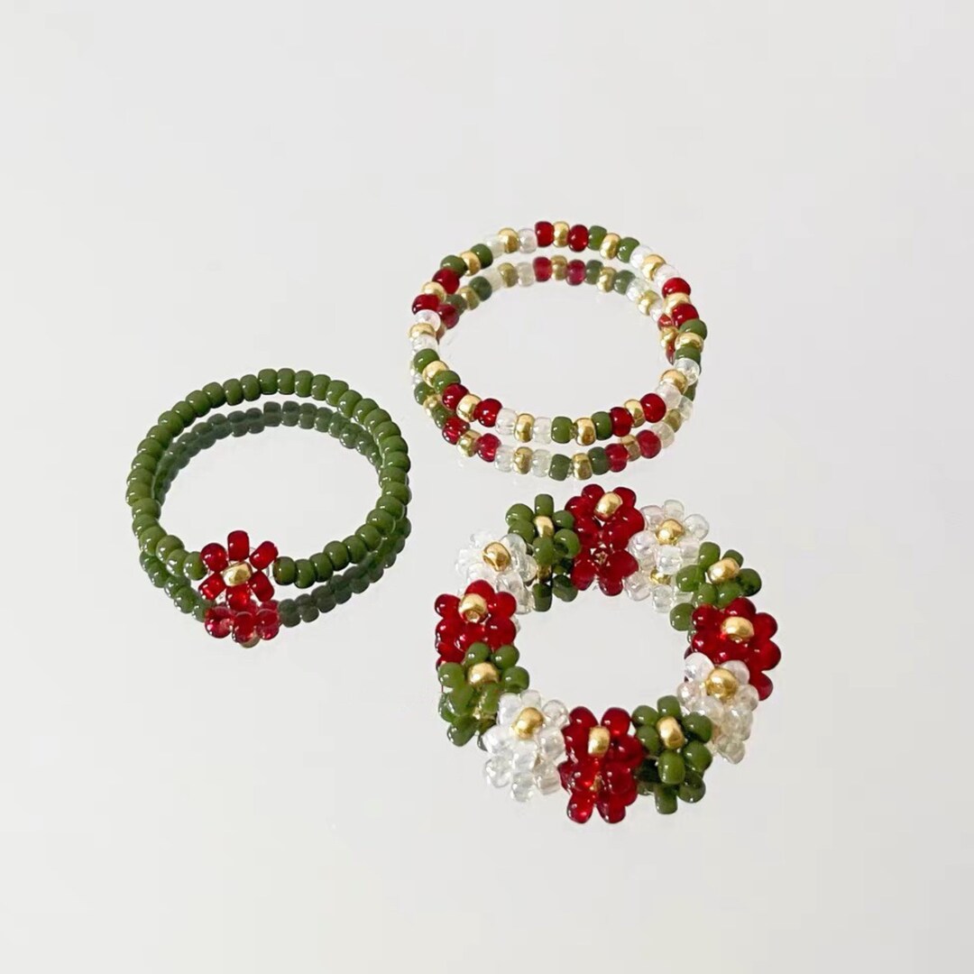 Christmas Ring, Christmas Jewelry, Holiday Ring Set, Daisy Ring, Flower ...