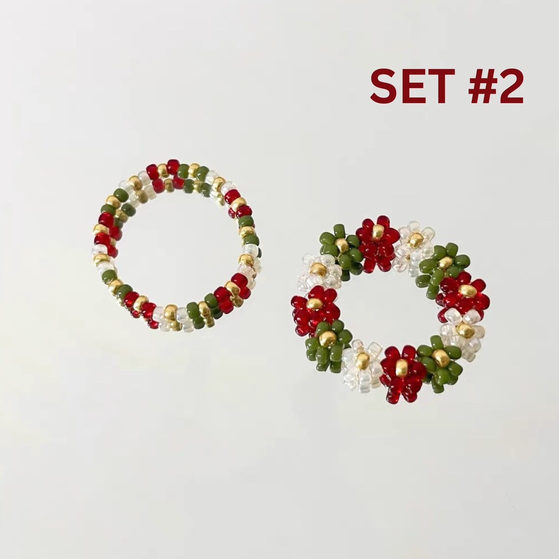 Christmas Ring Christmas Jewelry Holiday Ring Set Daisy - Etsy