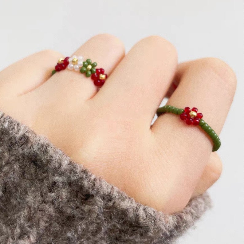 Christmas Ring Christmas Jewelry Holiday Ring Set Daisy - Etsy