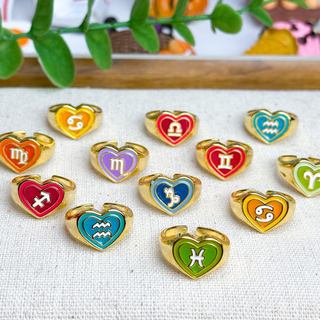 14K Zodiac Signet Ring, Birth Sign Jewelry, Star Sign Ring, Engraved ...