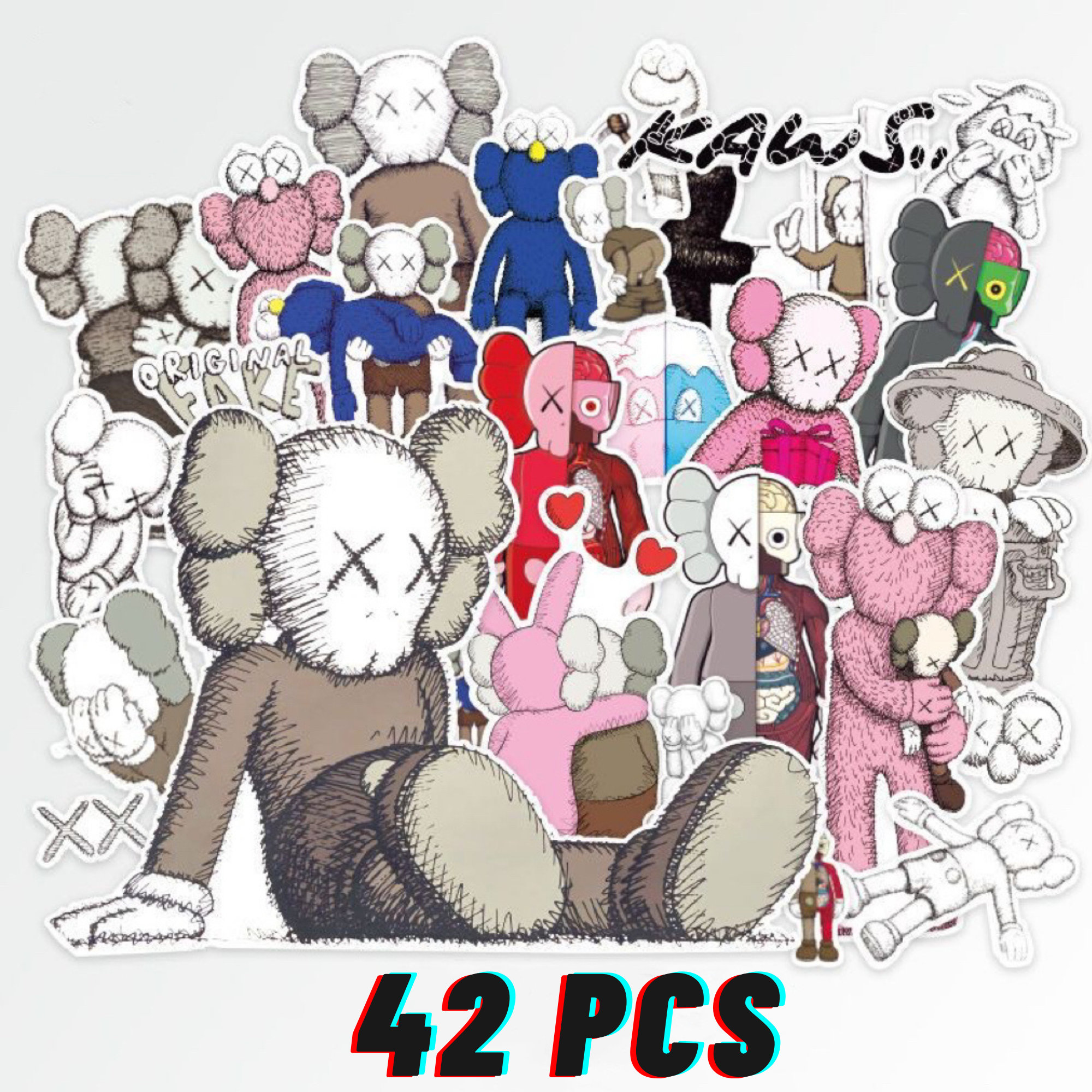 42 PCS Waterproof Sticker Pack, Laptop Sticker, KAWS Sticker, Water ...