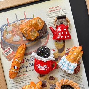Bread Bakery Fridge Magnet Set, Realistic Miniature Food, Kitchen Decor ...