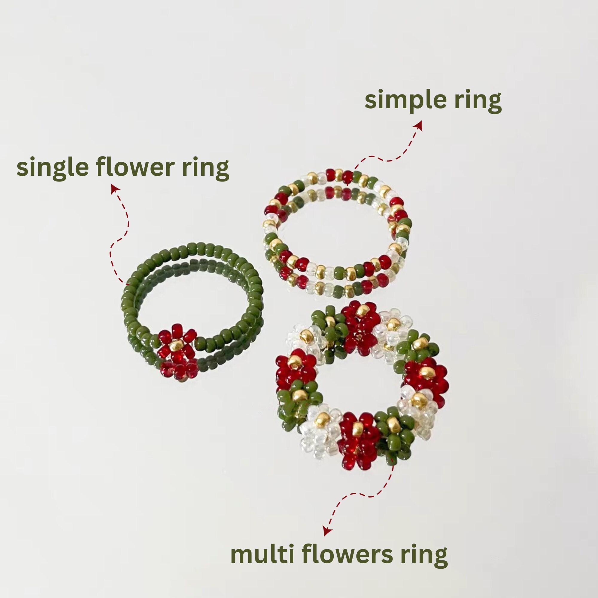 Christmas Ring Christmas Jewelry Holiday Ring Set Daisy - Etsy