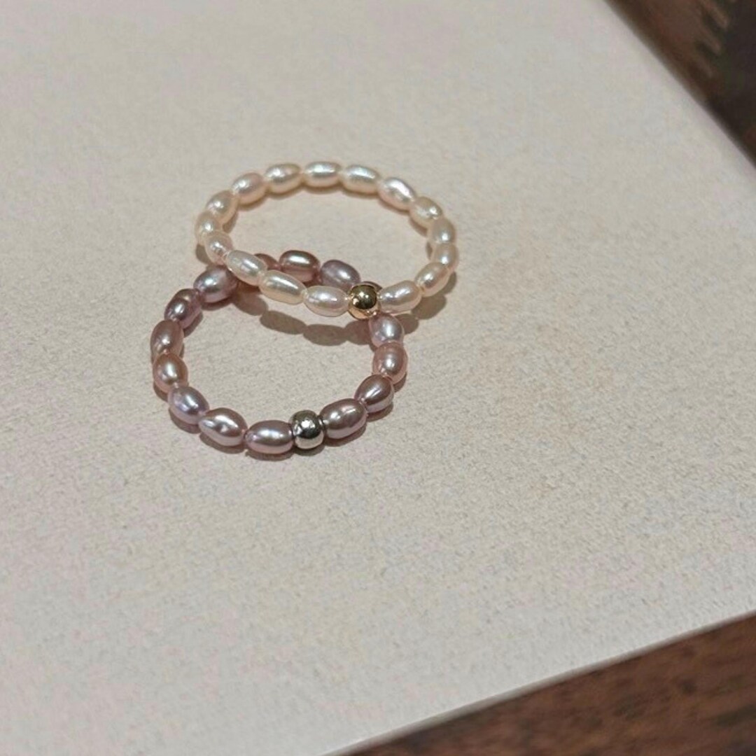 Stackable Pearl Ring Set, Dainty Simple Ring, Minimalist Wedding ...