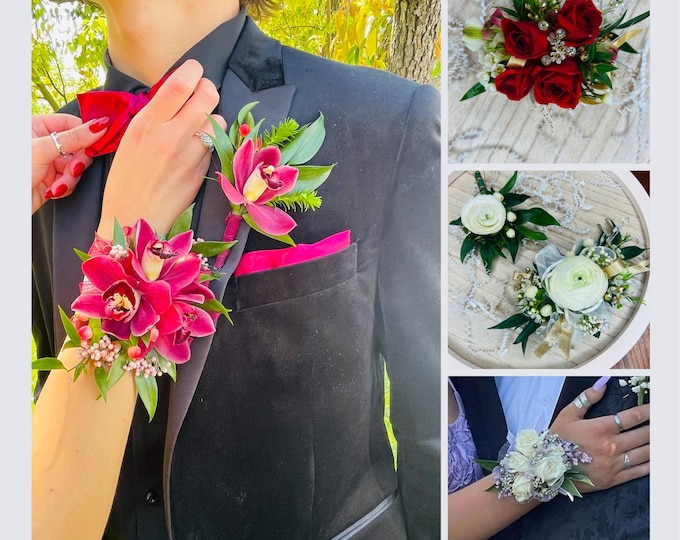 Custom Silk Floral Corsage and Boutonniere Set - Capture the Fresh ...
