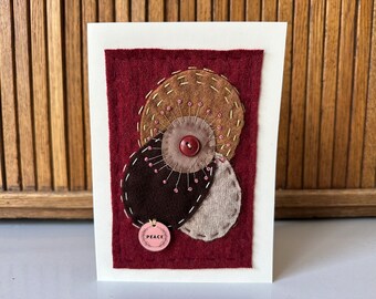 Handstitched Floral Card, Handmade Blank Greeting Card, Slow Stitching ...