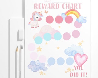 Unicorn Rainbow Printable Reward Chart for Kids Digital - Etsy