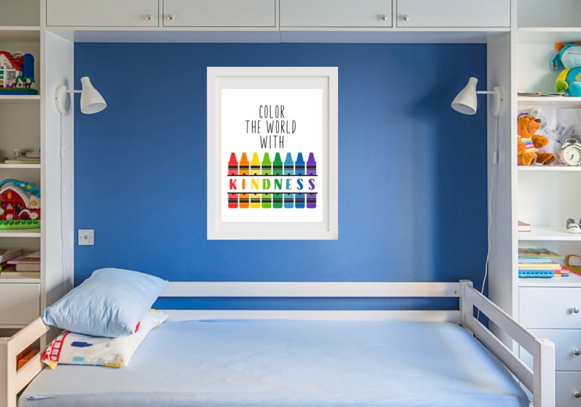 Color the World With Kindness Print, Kids Room Decor, Playroom Art ...