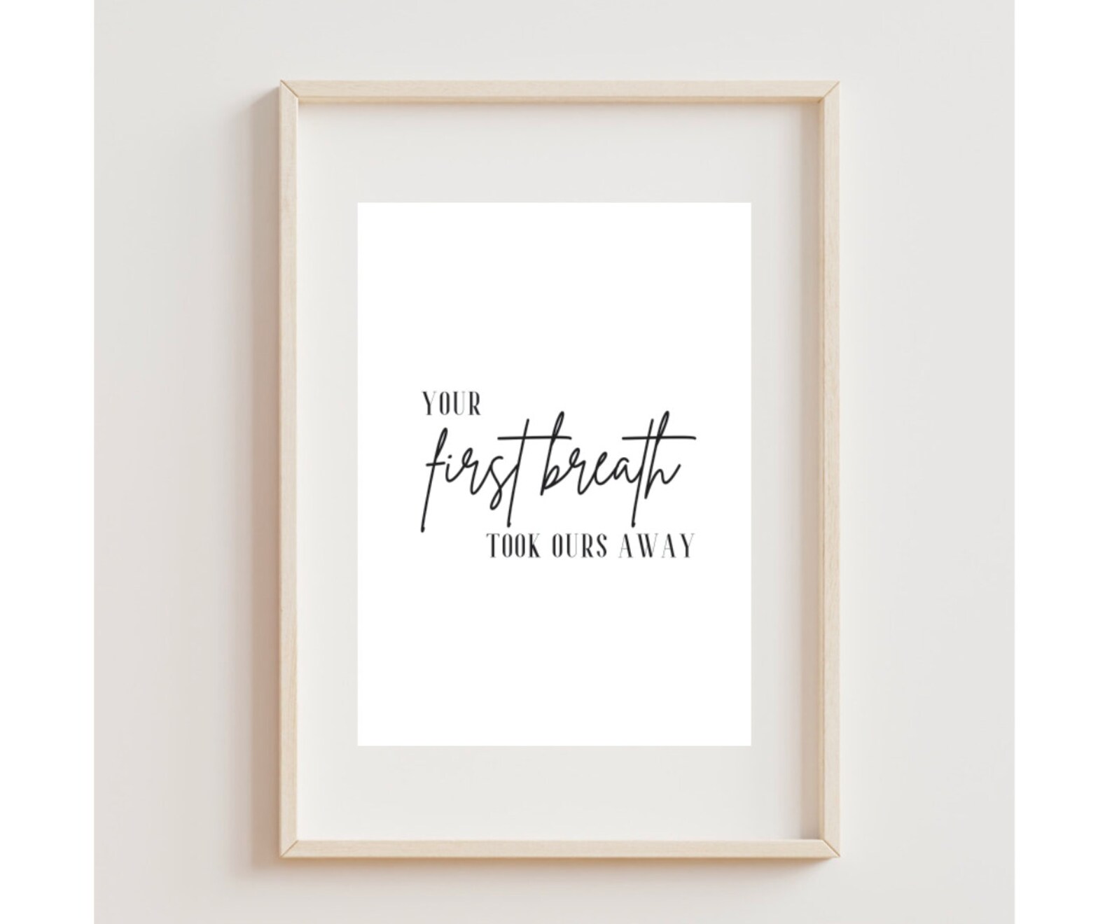 Your First Breath Print, Nursery Decor, Baby's Room Print, Typography ...