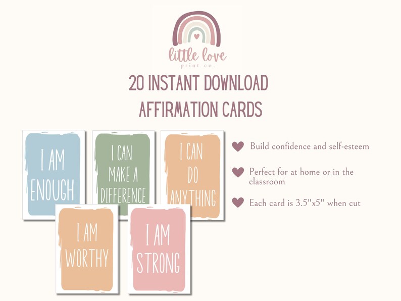 Printable Affirmation Cards for Kids, Motivational Cards, Positivity ...