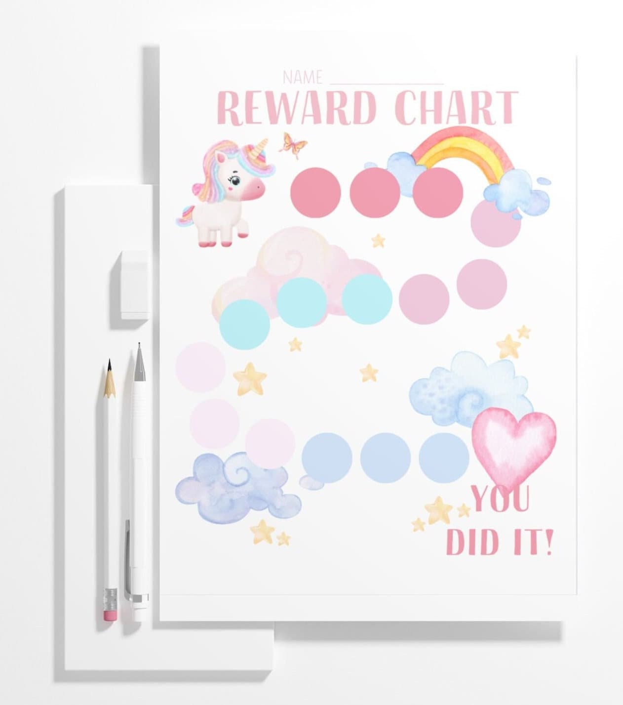 Reward Chart Kids Sticker Chart Unicorn Sticker Chart Girls Behavior ...
