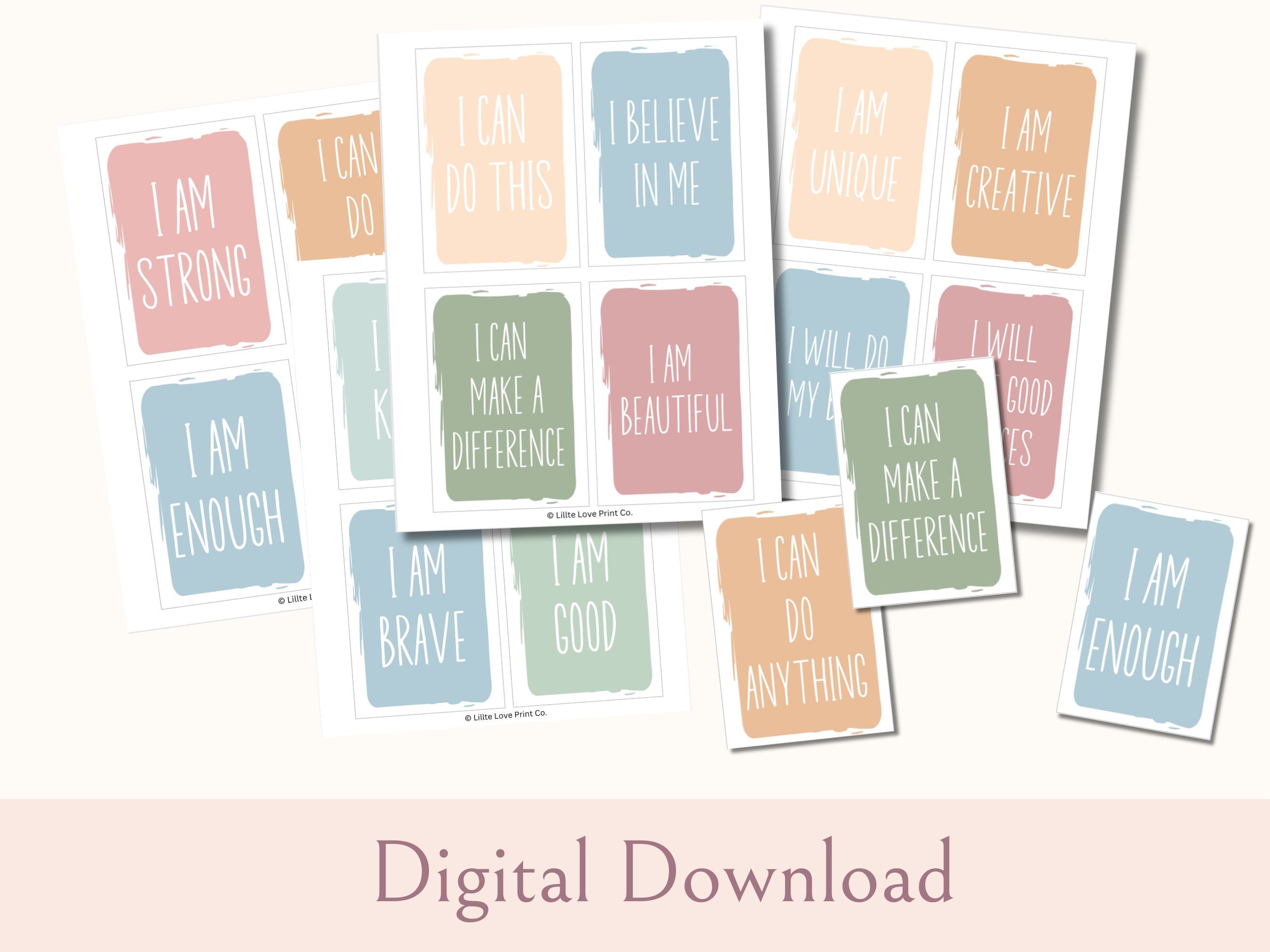 Printable Affirmation Cards for Kids, Motivational Cards, Positivity ...