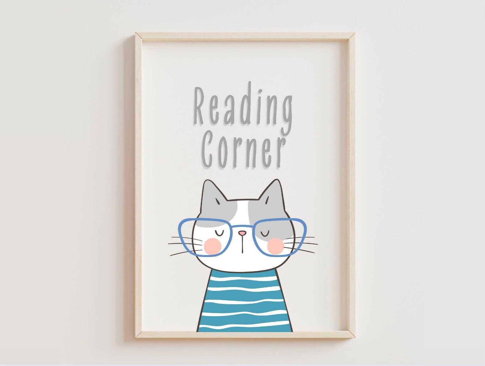 Reading Corner Print Classroom Poster Reading Print Playroom Decor Cat ...