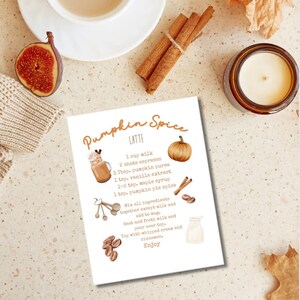 Pumpkin Spice Latte Print, Printable Recipe Art, Fall Art Print ...