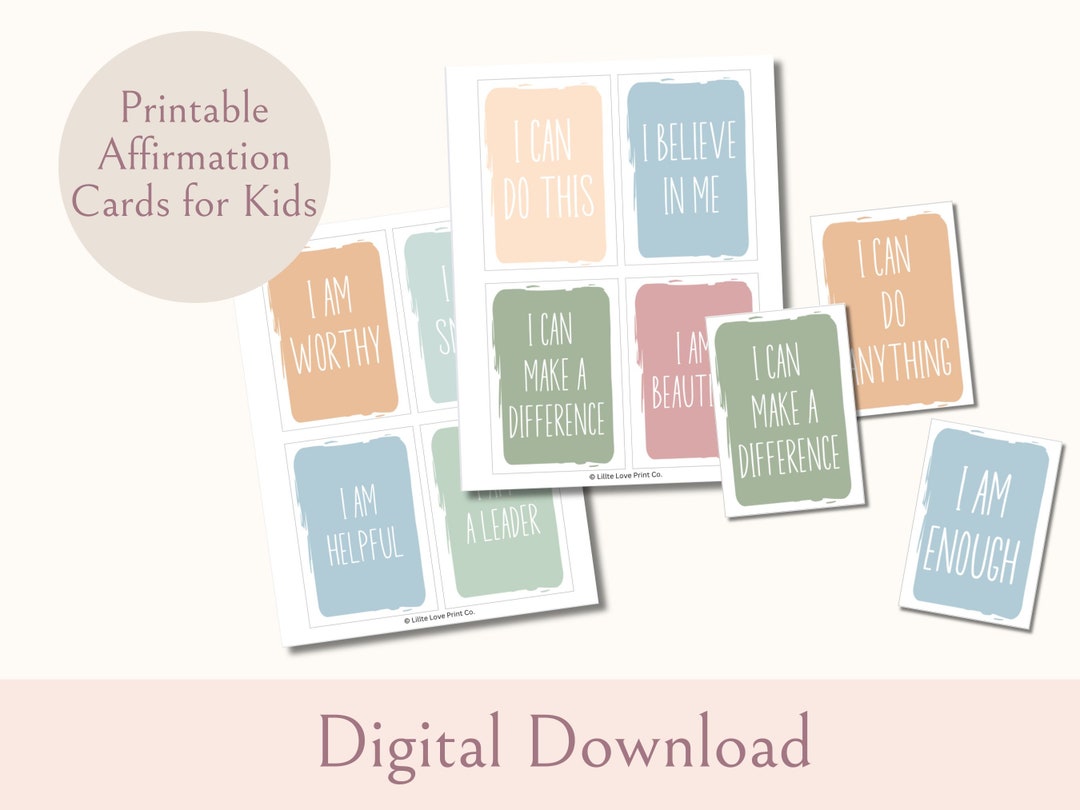 Printable Affirmation Cards for Kids, Motivational Cards, Positivity ...