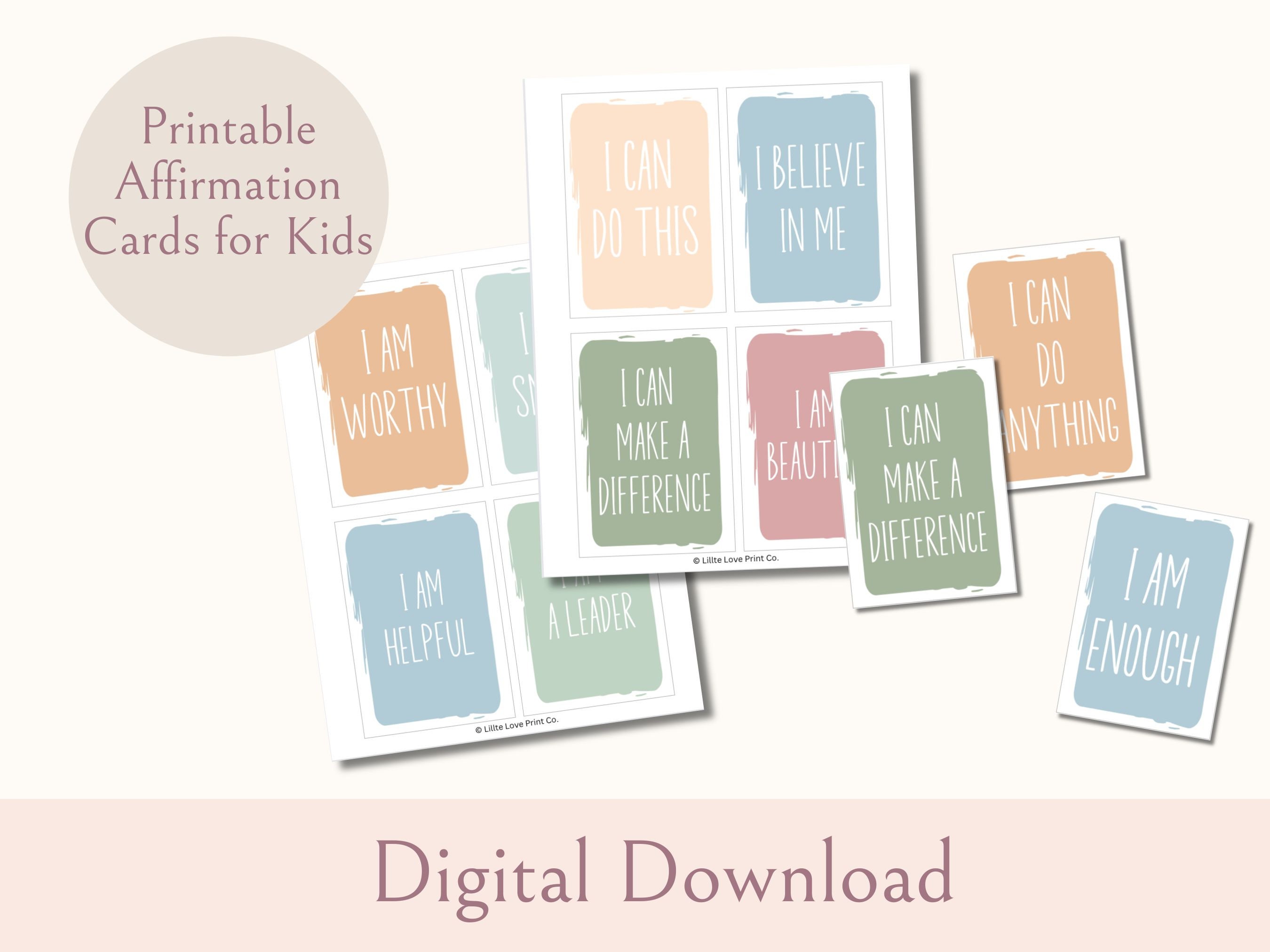 Printable Affirmation Cards for Kids, Motivational Cards, Positivity ...