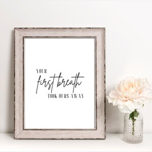 Your First Breath Print, Nursery Decor, Baby's Room Print, Typography ...