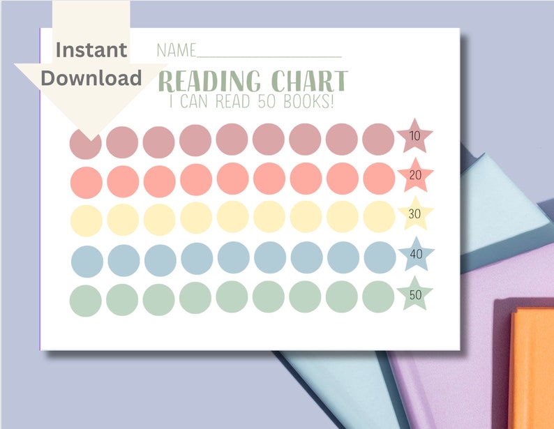 Printable Reading Chart Kids Book Log Download Reading Tracker - Etsy
