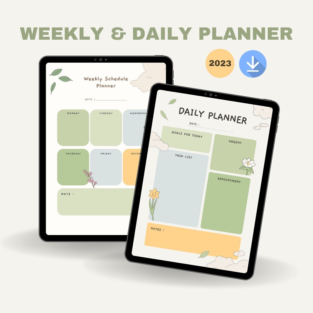 Daily & Weekly Planner, Printable, Digital Planner 2023 - Etsy