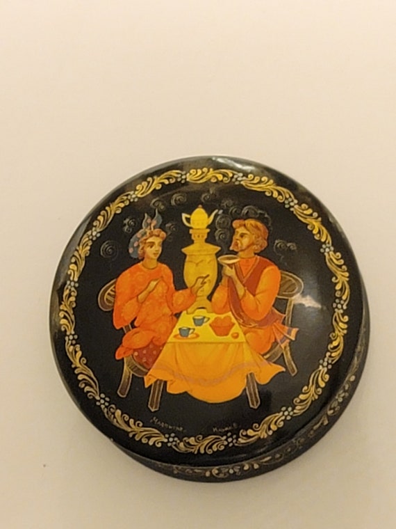 Vintage Russian Lacquer Trinket Box, Signed, Horse Dr… - Gem