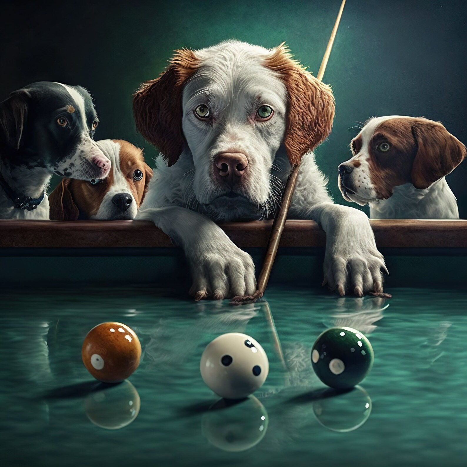 Dog Days at the Pool Table - Etsy