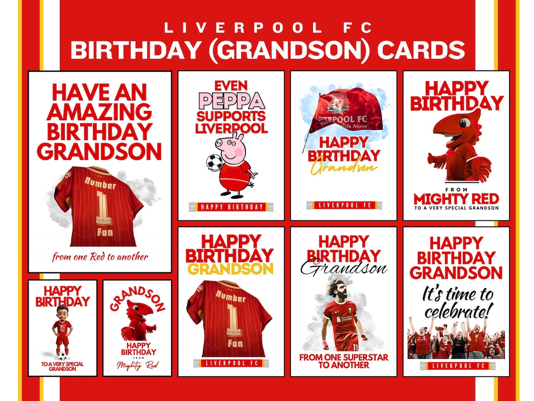 Liverpool FC BIRTHDAY (GRANDSON) Greeting Cards | A6 Cards | Choose ...
