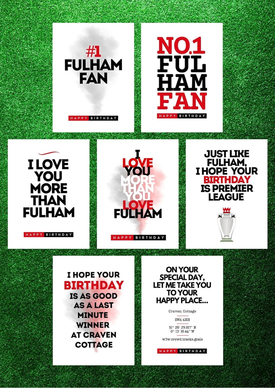 Fulham Football Club Birthday Card (choose From 7 Designs), Football ...