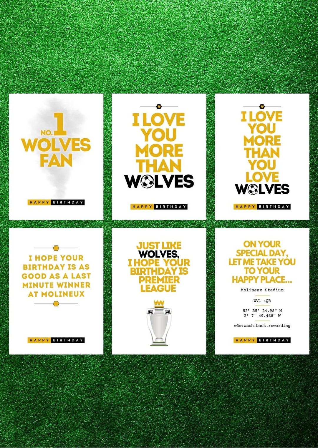 Wolverhampton Wanderers Football Club Birthday Card (choose From 6 ...