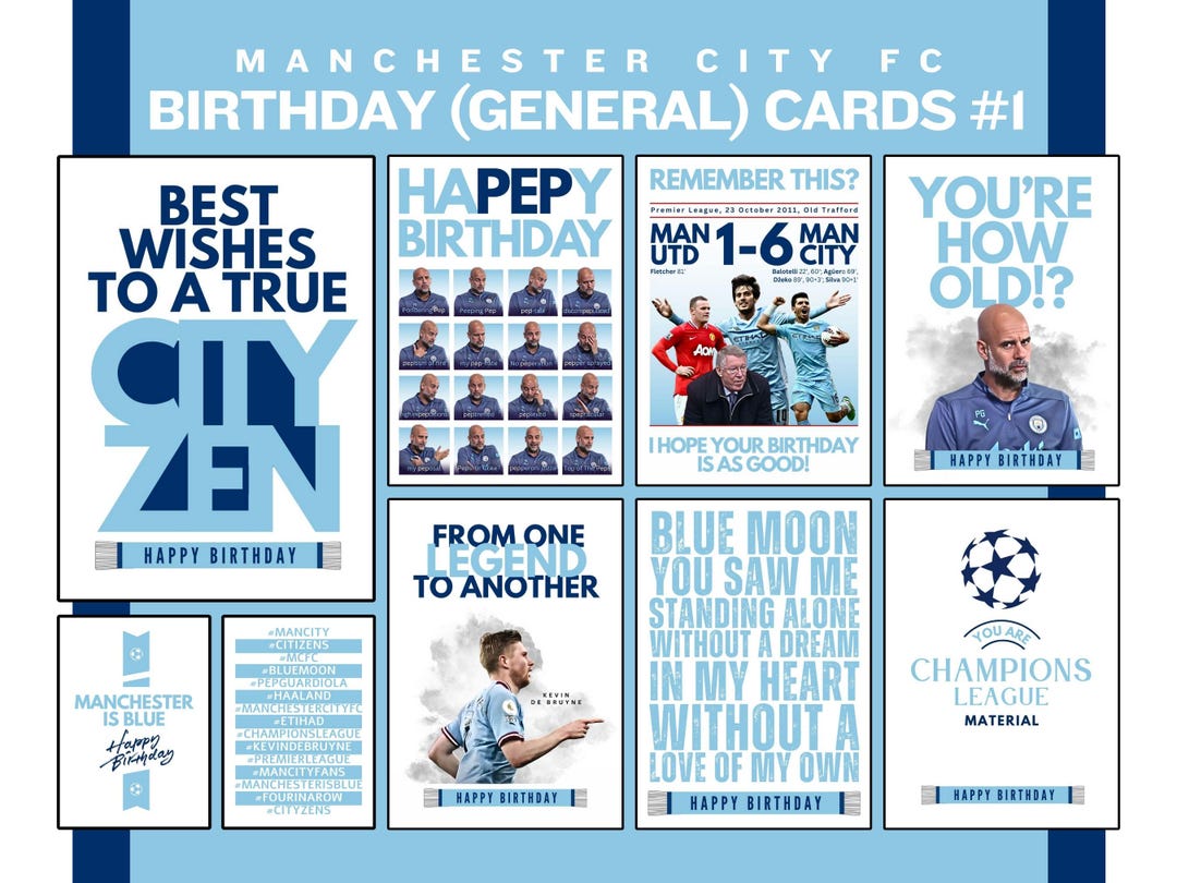 Manchester City FC BIRTHDAY Greeting Cards #1 | A6 Cards | Choose From ...