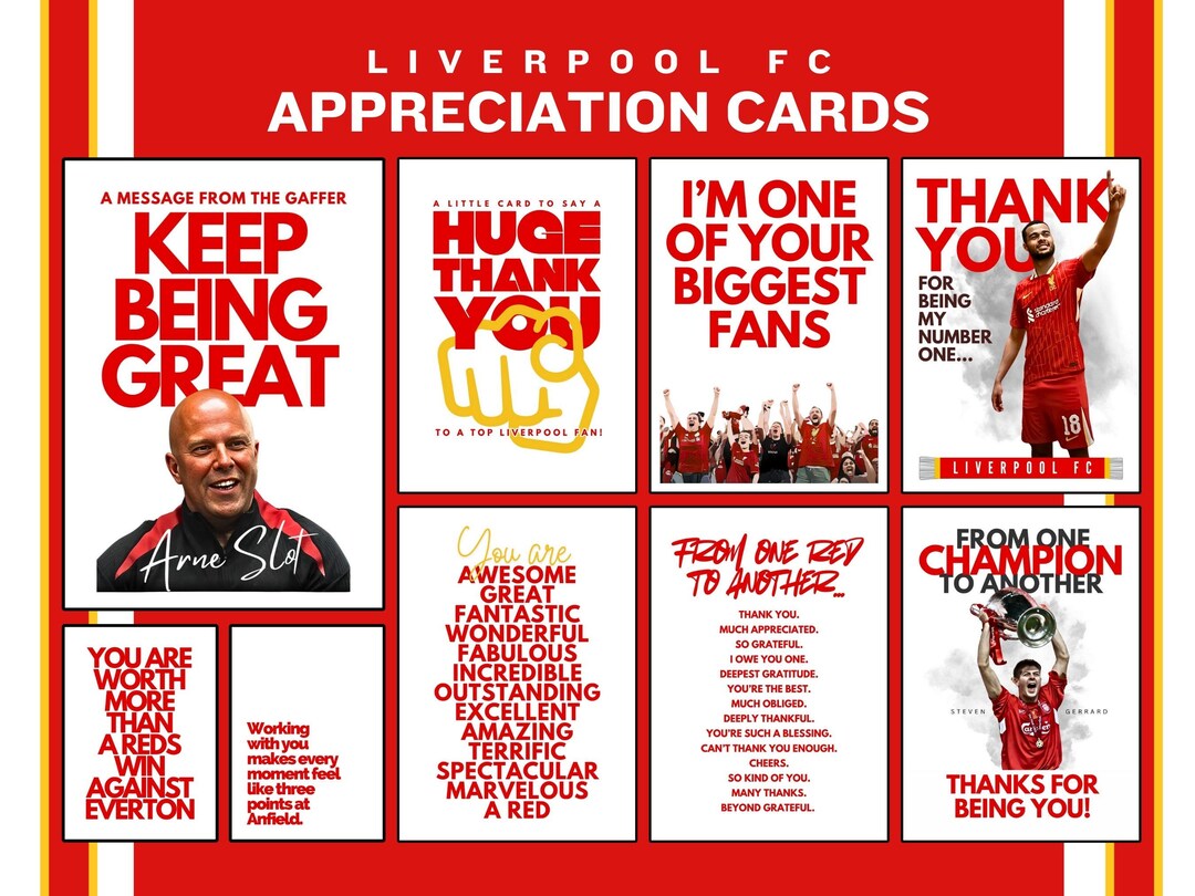 Liverpool FC APPRECIATION Greeting Cards | A6 Cards | Choose From 9 ...
