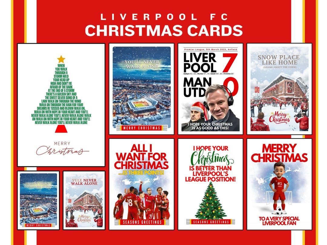 Liverpool FC Christmas Cards | A6 Cards | Choose From 9 Unique ...