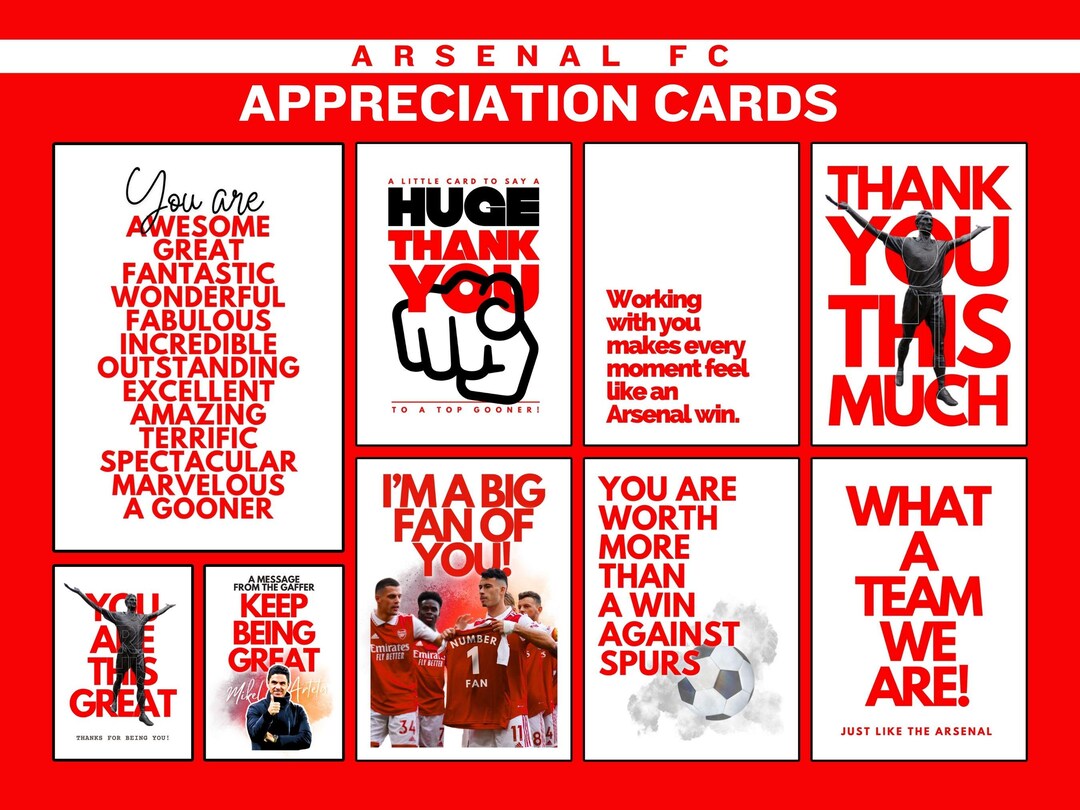 Arsenal FC APPRECIATION Greeting Cards | A6 Cards | Choose From 9 ...