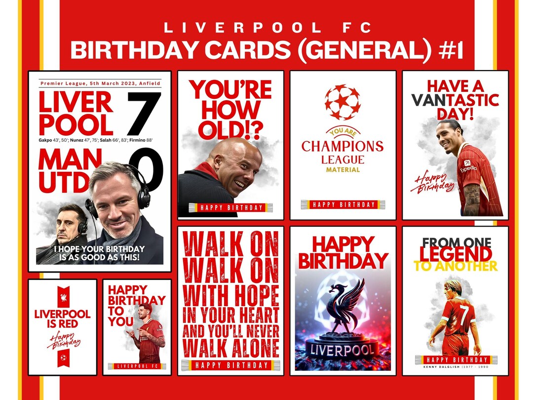 Liverpool FC BIRTHDAY #1 (general) Greeting Cards | A6 Cards | Choose ...