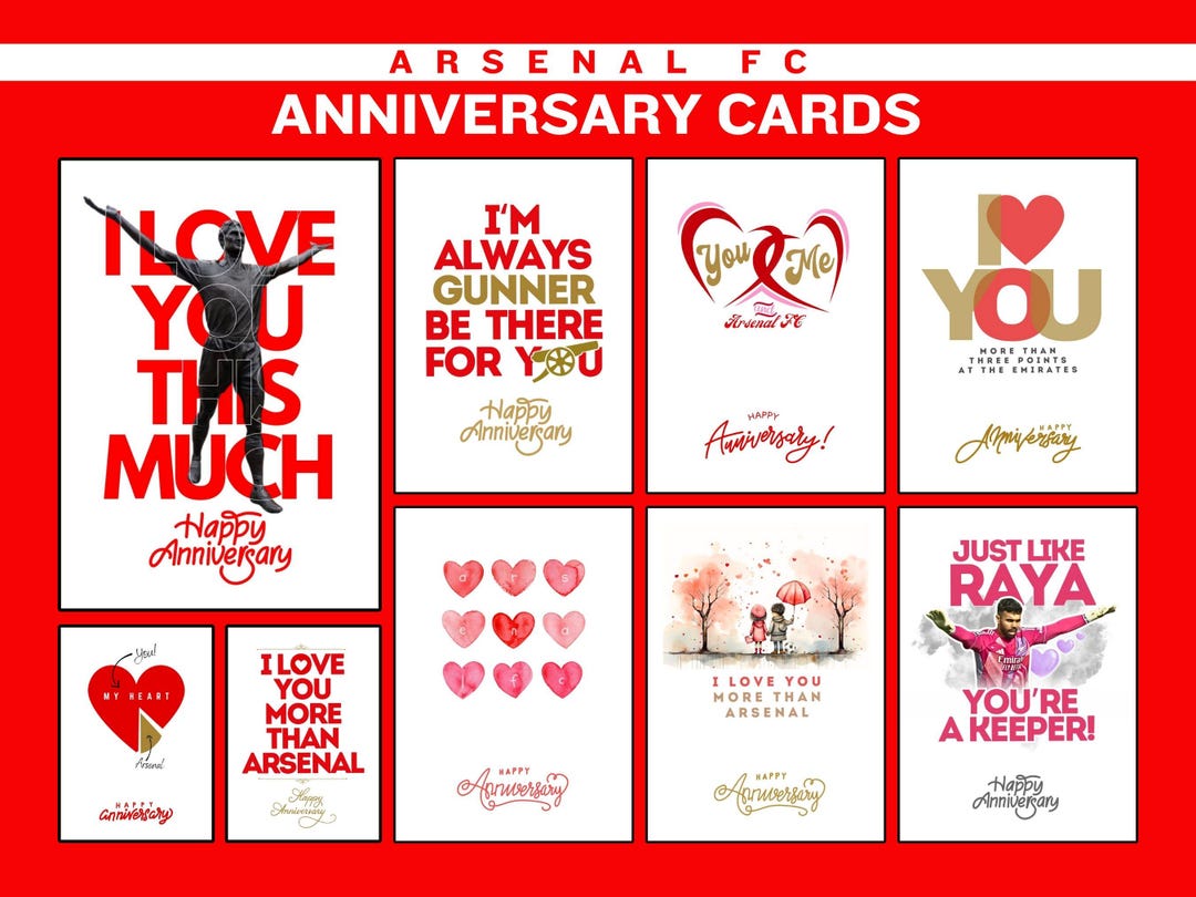 Arsenal FC ANNIVERSARY Greeting Cards | A6 Cards | Choose From 9 Unique ...